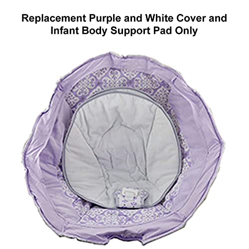 Replacement Part for Fisher-Price Deluxe Cradle 'n Swing- Fairytale - DRF97 ~ Replacement Purple and White Cover and Infant Body Support Pad