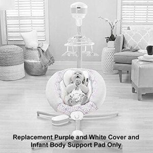 Replacement Part for Fisher-Price Deluxe Cradle 'n Swing- Fairytale - DRF97 ~ Replacement Purple and White Cover and Infant Body Support Pad