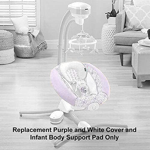 Replacement Part for Fisher-Price Deluxe Cradle 'n Swing- Fairytale - DRF97 ~ Replacement Purple and White Cover and Infant Body Support Pad