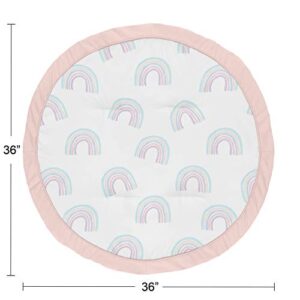 Sweet Jojo Designs Pastel Rainbow Girl Baby Playmat Tummy Time Infant Play Mat - Blush Pink, Purple, Teal, Blue and White