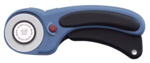 olfa 45mm ergonomic rotary cutter (rty-2dx/pbl) – rotary fabric cutter w/ blade cover & squeeze trigger for crafts, sewing, quilting, replacement blade: olfa rb45-1 (pacific blue)