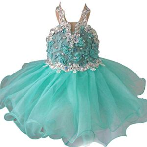 Jenniferwu EB040A Infant Toddler Baby Newborn Little Girl's Pageant Party Birthday Dress Aqua Blue Size 12-18M