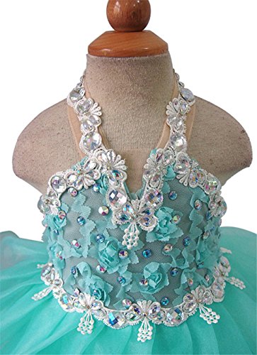 Jenniferwu EB040A Infant Toddler Baby Newborn Little Girl's Pageant Party Birthday Dress Aqua Blue Size 12-18M