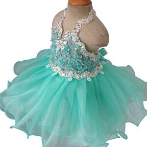 Jenniferwu EB040A Infant Toddler Baby Newborn Little Girl's Pageant Party Birthday Dress Aqua Blue Size 12-18M