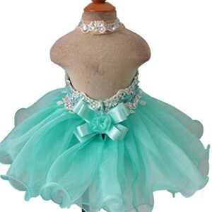 Jenniferwu EB040A Infant Toddler Baby Newborn Little Girl's Pageant Party Birthday Dress Aqua Blue Size 12-18M