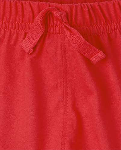 The Children's Place baby girls The Children's Place Unisex Basic Everyday, 100% Cotton, Shorts Casual Pants, Black/Classic Red/Mellow Aqua/Tidal - 4 Pack, 3-6 Months US