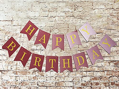 Burgundy Gold Birthday Party Decorations for Women/Fall Birthday Decor Happy Birthday Banner Maroon Gold Balloons Women Burgundy 30th/40th/50th Birthday Party Decorations