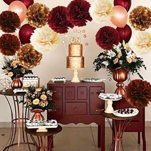 Burgundy Gold Birthday Party Decorations for Women/Fall Birthday Decor Happy Birthday Banner Maroon Gold Balloons Women Burgundy 30th/40th/50th Birthday Party Decorations