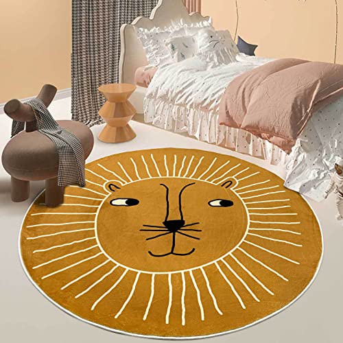 USTIDE Kids Play Mat 4Ft, Round Lion Play Rug Non Slip Kids Round Rug Soft Kids Rug Floor Carpet for Bedroom Playroom Nursery Rug Decor