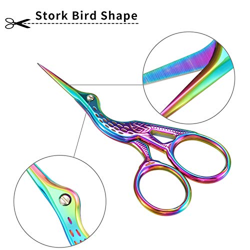 5 Pieces Stainless Steel Tip Classic Stork Scissors Crane Design 3.6 Inch Sewing Dressmaker Scissors for Embroidery, Craft, Needle Work, Art Work or Everyday Use (Style B)