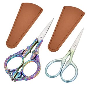 lobodt 2pcs vintage style scissors – small vintage sharp detail shears for diy craft, sewing, artwork,scissors yarn needlework yarn, fabric cutting, thread snips