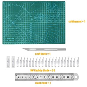 Self Healing Sewing Mat, Exacto Knife Precision Carving Craft Hobby Knife Kit for DIY Art Work Cutting, Hobby, Stencil, Scrapbooking-A4(9"x12")