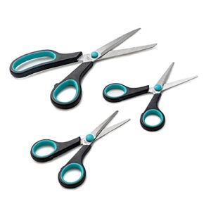 Maxam Small Household Scissor Set with Soft-Touch Handles for a Safe Comfortable Grip, 3-Pieces