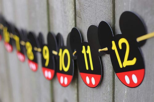 Mickey Mouse First Birthday Banners - NB to 12 Month Photo Banner with I am One High Chair Banner - First Birthday Decorations - Mickey Mouse Party Supplies - Picture Frame Banners - Clubhouse Decoration for 1st or 12th Birthday