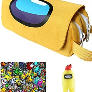 Pencil Cases Big Capacity Pencil Bag Makeup Pen Pouch Durable Stationery with Double Zipper Pen Holder for （yellow）