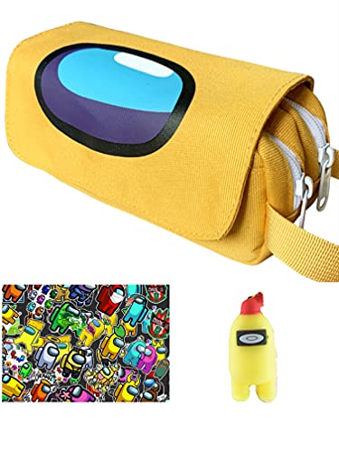 Pencil Cases Big Capacity Pencil Bag Makeup Pen Pouch Durable Stationery with Double Zipper Pen Holder for （yellow）