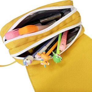 Pencil Cases Big Capacity Pencil Bag Makeup Pen Pouch Durable Stationery with Double Zipper Pen Holder for （yellow）