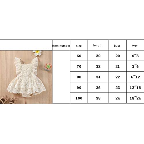 LXXIASHI Infant Baby Girl Romper Dress Summer Lace Bodysuits Fly Sleeves Jumpsuits Boho Summer Clothes (02-White, 0-3 Months)