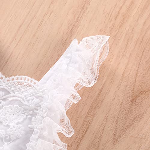 LXXIASHI Infant Baby Girl Romper Dress Summer Lace Bodysuits Fly Sleeves Jumpsuits Boho Summer Clothes (02-White, 0-3 Months)