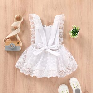 LXXIASHI Infant Baby Girl Romper Dress Summer Lace Bodysuits Fly Sleeves Jumpsuits Boho Summer Clothes (02-White, 0-3 Months)