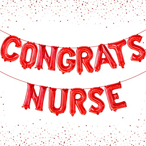 Congrats Nurse Balloons, Red - Nurse Graduation Decorations 2023 | Congrats Nurse Decorations | Nurse Graduation Party Supplies | Nurse Graduation Balloons for Nurse Graduation Party Decorations 2023