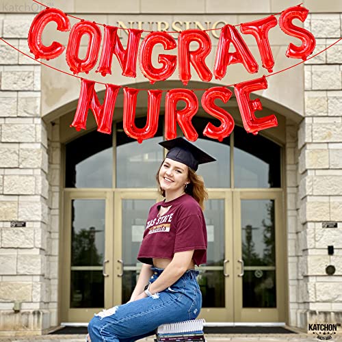 Congrats Nurse Balloons, Red - Nurse Graduation Decorations 2023 | Congrats Nurse Decorations | Nurse Graduation Party Supplies | Nurse Graduation Balloons for Nurse Graduation Party Decorations 2023