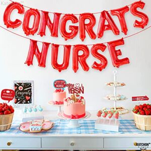 Congrats Nurse Balloons, Red - Nurse Graduation Decorations 2023 | Congrats Nurse Decorations | Nurse Graduation Party Supplies | Nurse Graduation Balloons for Nurse Graduation Party Decorations 2023