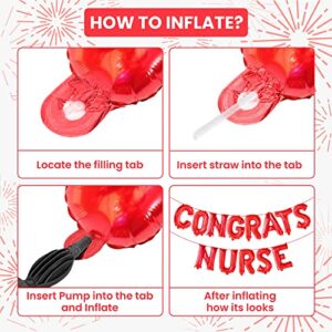 Congrats Nurse Balloons, Red - Nurse Graduation Decorations 2023 | Congrats Nurse Decorations | Nurse Graduation Party Supplies | Nurse Graduation Balloons for Nurse Graduation Party Decorations 2023