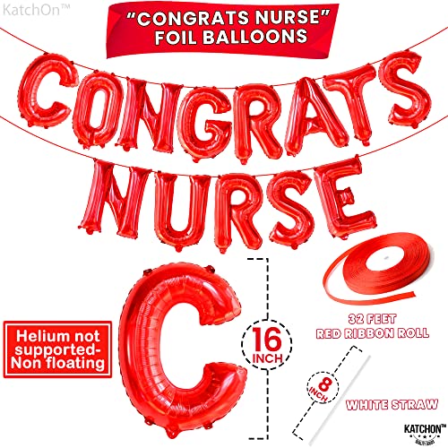 Congrats Nurse Balloons, Red - Nurse Graduation Decorations 2023 | Congrats Nurse Decorations | Nurse Graduation Party Supplies | Nurse Graduation Balloons for Nurse Graduation Party Decorations 2023