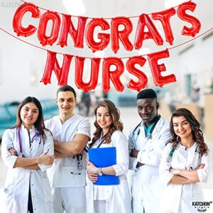 Congrats Nurse Balloons, Red - Nurse Graduation Decorations 2023 | Congrats Nurse Decorations | Nurse Graduation Party Supplies | Nurse Graduation Balloons for Nurse Graduation Party Decorations 2023