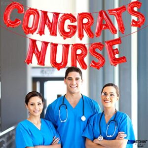 Congrats Nurse Balloons, Red - Nurse Graduation Decorations 2023 | Congrats Nurse Decorations | Nurse Graduation Party Supplies | Nurse Graduation Balloons for Nurse Graduation Party Decorations 2023