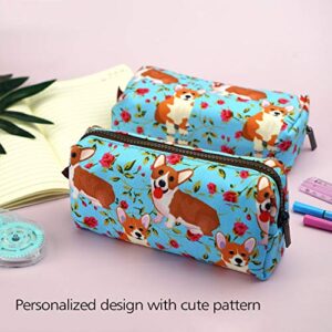 LParkin Cute Corgi Pencil Case Pouch Teacher Gift Gadget Bag Make Up Case Cosmetic Bag stationary kawaii pencil box