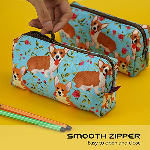 LParkin Cute Corgi Pencil Case Pouch Teacher Gift Gadget Bag Make Up Case Cosmetic Bag stationary kawaii pencil box