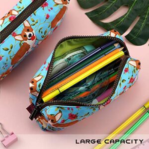 LParkin Cute Corgi Pencil Case Pouch Teacher Gift Gadget Bag Make Up Case Cosmetic Bag stationary kawaii pencil box