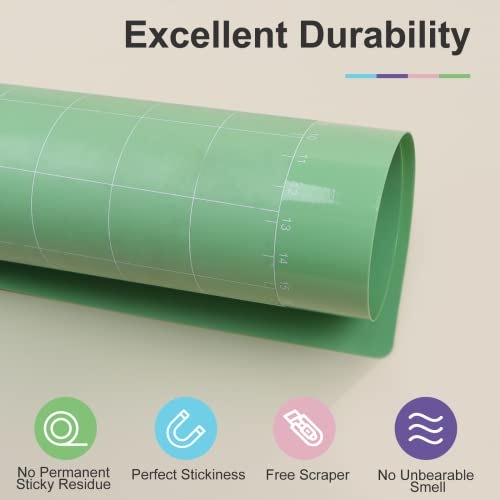 HTVRONT Standard Grip Cutting Mats for Cricut, 5 Pack Cutting Mats 12x12 for Cricut Maker/Maker 3/Explore 3/Air/Air 2/One, Standard Adhesive Sticky Green Cutting Mat Replacement Accessories for Cricut