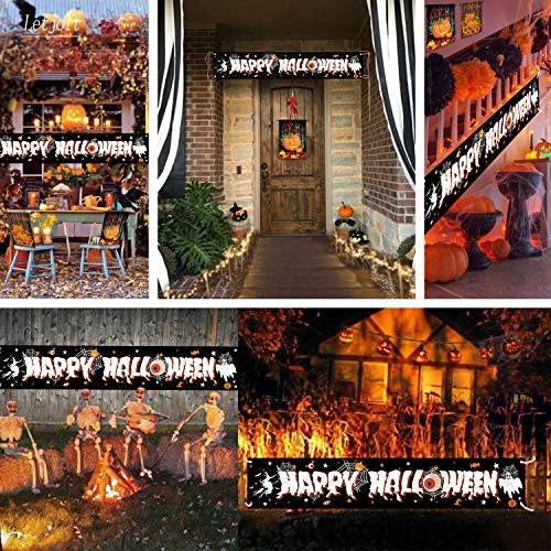 Happy Halloween Banner Halloween Party Signs Banner Decorations Giant Hallowmas Day Celebrate Supplies Fence Yard Porch Huge Sign Outdoor Decorations Photo Backdrop 6 Feet