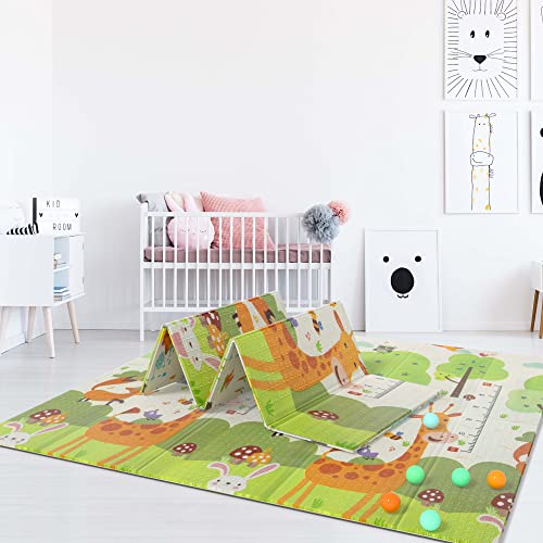 LUTIKIANG Baby Play Mat, 79" X 71" Extra Large Foldable Floor Baby Crawling Mat, Waterproof Non Toxic Anti-Slip Reversible Foam Playmat for Infants, Toddlers, Kids