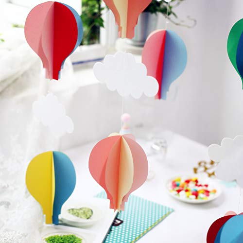 AZOWA Big Size Hot Air Balloon Decorations Blue Paper Garlands for Baby Shower Pack of 2