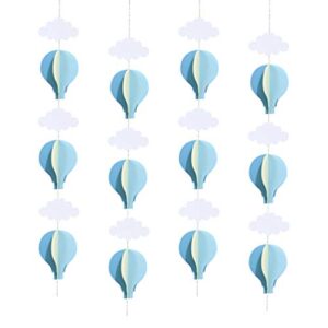 AZOWA Big Size Hot Air Balloon Decorations Blue Paper Garlands for Baby Shower Pack of 2