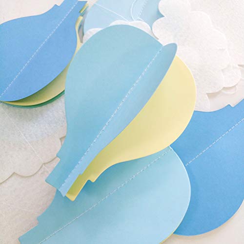 AZOWA Big Size Hot Air Balloon Decorations Blue Paper Garlands for Baby Shower Pack of 2