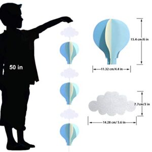 AZOWA Big Size Hot Air Balloon Decorations Blue Paper Garlands for Baby Shower Pack of 2