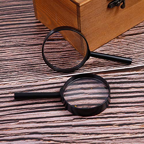 Elcoho 12 Pack Handheld Magnifier Plastic Magnifying Glass for Reading Jewelry Home Office Desk Accessories with Storage Bag