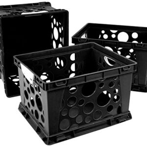 Storex Large Storage and Filing Crate with Comfort Handles, 17.25 x 14.25 x 10.5 Inches, Black/White, Case of 3 (STX61788U03C)