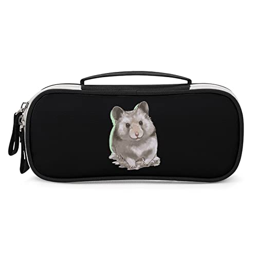 Hamster Picture Printed Pencil Case Bag Stationery Pouch with Handle Portable Makeup Bag Desk Organizer