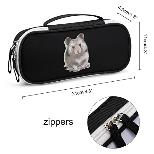 Hamster Picture Printed Pencil Case Bag Stationery Pouch with Handle Portable Makeup Bag Desk Organizer