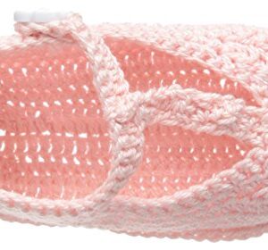 Jefferies Socks Baby-Girls Newborn T-Strap Mary Jane Crochet Bootie, Light Pink, Newborn