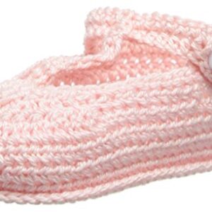 Jefferies Socks Baby-Girls Newborn T-Strap Mary Jane Crochet Bootie, Light Pink, Newborn