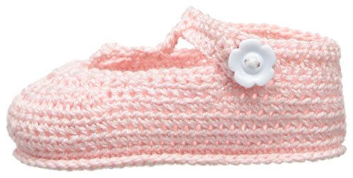 Jefferies Socks Baby-Girls Newborn T-Strap Mary Jane Crochet Bootie, Light Pink, Newborn