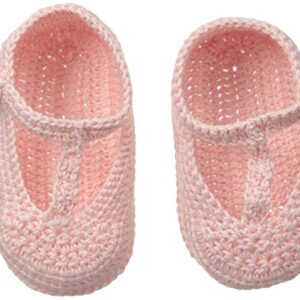 Jefferies Socks Baby-Girls Newborn T-Strap Mary Jane Crochet Bootie, Light Pink, Newborn