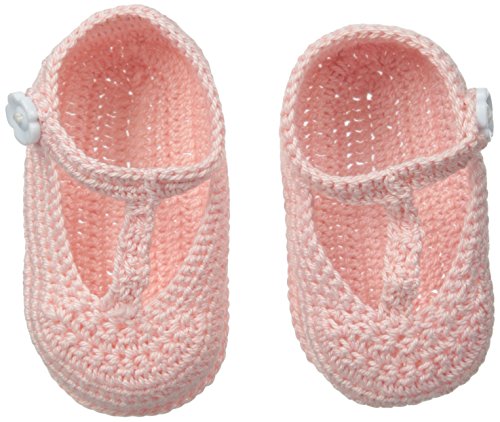 Jefferies Socks Baby-Girls Newborn T-Strap Mary Jane Crochet Bootie, Light Pink, Newborn